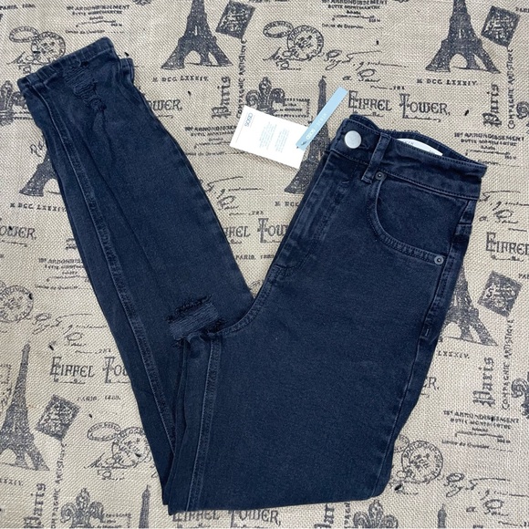 ASOS | Jeans | Asos Nwt Design High Rise In Clean Black With Ripped ...